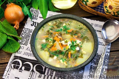 Рецепт Зелёный борщ со щавелем и черемшой без мяса на
