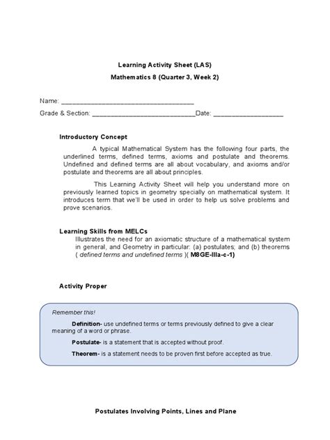 Understanding Mathematical Systems A Learning Activity On Defined