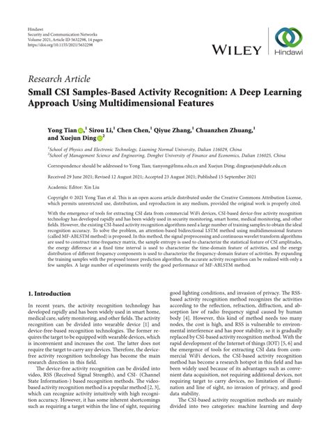 PDF Small CSI Samples Based Activity Recognition A Deep Learning