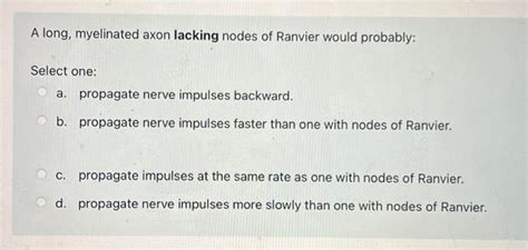Solved A Long Myelinated Axon Lacking Nodes Of Ranvier