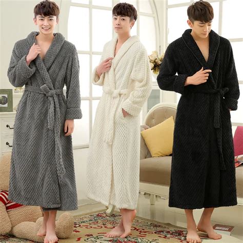 Buy Lovers Winter Long Thick Warm Bathrobe Men Thermal