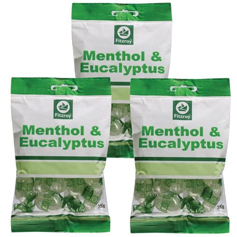 Fitzroy Menthol And Eucalyptus Sweets 3 X 100g Cough Sweets Sore