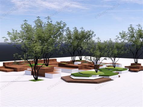 Urban Furniture Public Seating Ideas Sketchup 3d Model Skp File