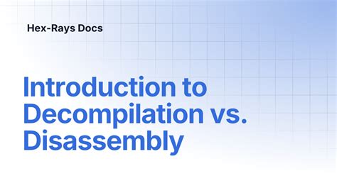 Introduction To Decompilation Vs Disassembly Hex Rays Docs