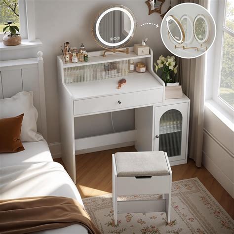 Smart Fendee Vanity Makeup Vanity Desk With Rotatable