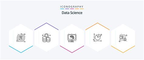 Data Science 25 Line Icon Pack Including Lock Pie Chart Artificial