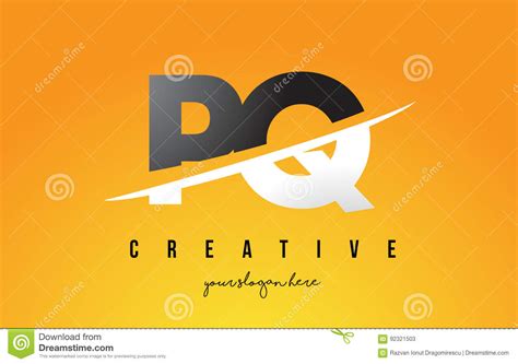 Pq P Q Letter Modern Logo Design With Yellow Background And Swoosh