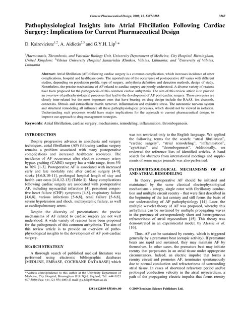 Pdf Pathophysiological Insights Into Atrial Fibrillation Following Cardiac Surgery
