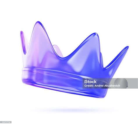 3d 크리스탈 크라운 왕 또는 여왕 렌더링 아이콘 군주를 위한 유리 홀로그램 크라우닝 모자 왕실 군주국 중세 황제 대관식 상징 고립 그라데이션 제국 표지판 왕관에 대한 스톡