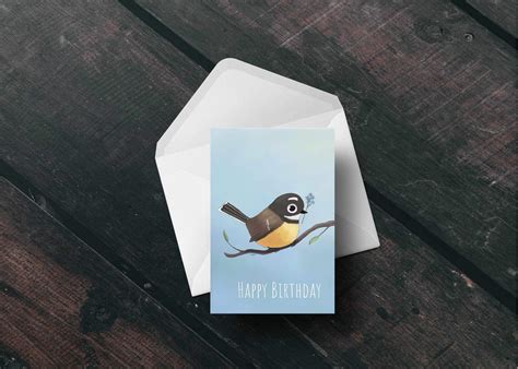 Cute Fantail Birthday Card Felt