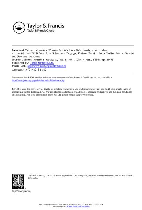 Pdf Pacar And Tamu Indonesian Women Sex Workers Relationships With Men