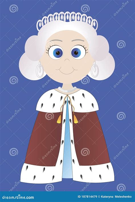 Cute Cartoon Vector Queen Elizabeth Ii 187814479