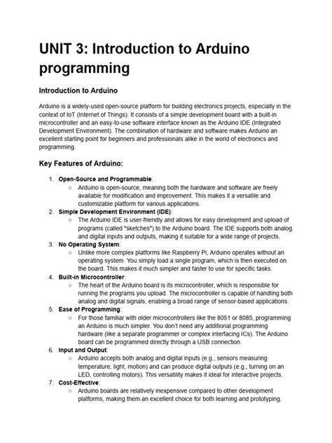 Unit 3 Introduction To Arduino Programming Pdf Arduino