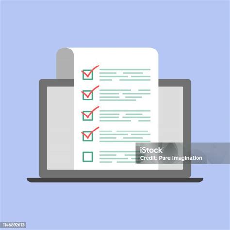 Rapport Denquête En Ligne Liste De Contrôle Questionnaire Illustration