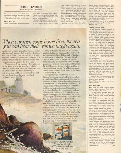 Snow S Clam Chowder Ad Lighthouse Digest