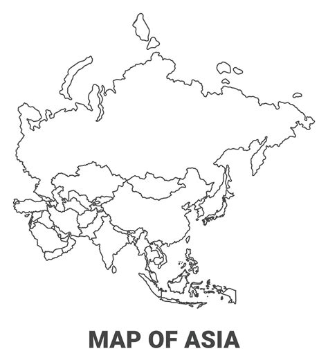 Outline Asia Map With Borders Of Region Illustration 51007306 Vector