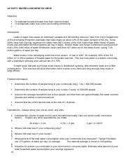 Water Loss Calculations Docx ACTIVITY WATER LOSS DROP BY DROP Objective To Estimate
