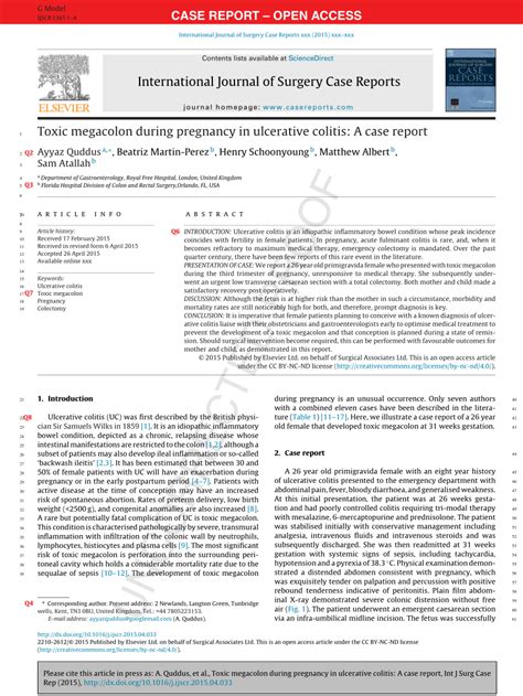 Pdf Toxic Megacolon During Pregnancy In Ulcerative Colitis A Case Report