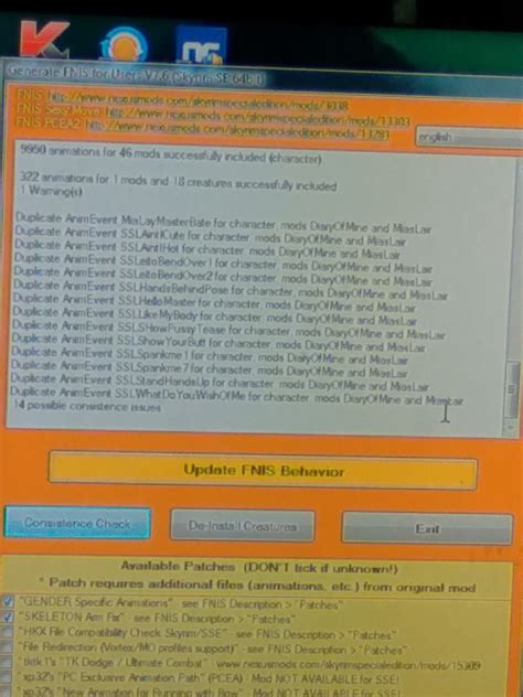 Skyrim Se My Fnis Has 14 Consistent Issues Technical Support Skyrim Special Edition LoversLab