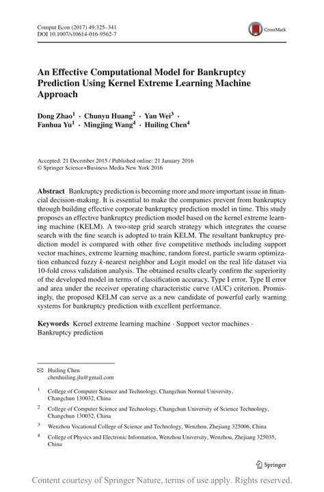 An Effective Computational Model For Bankruptcy Prediction Using Kernel