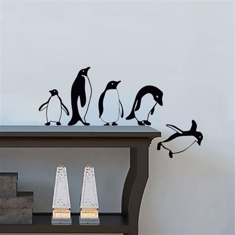 Penguins Jumping Flying Funny Vinyl Wall Sticker Decor Decal Mural