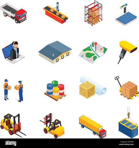 Global Logistics Isometric Icons Set Of Different Transportation