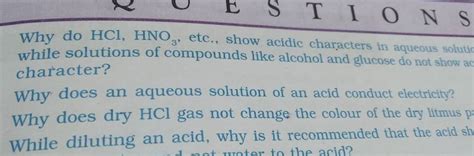 Why Do Hcl Hno 3 Etc Show Acidic Characters In Aqueous Solutio While