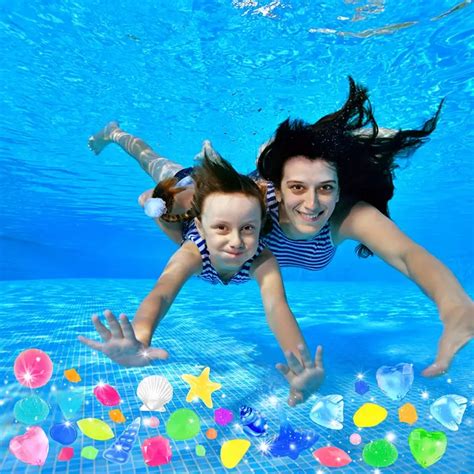 150 グラム63 個のカラフルな発光ダイビング宝石 子供用 子供用プール探しの宝物夏の水遊びのおもちゃプール Temu Japan