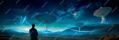 Premium Ai Image Researcher Analyzing Data From A Radio Telescope