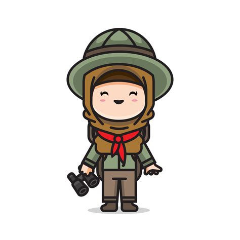 Cute Muslim Girl Scout Vector 9472227 Vector Art At Vecteezy