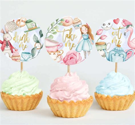 Alice In Wonderland Cupcake Toppers ★ Instant Download Not Editable