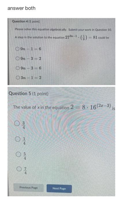 Solved Please Solve This Equation Algebraically Submit Your