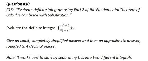 Solved Question C Evaluate Definite Integrals Using Chegg
