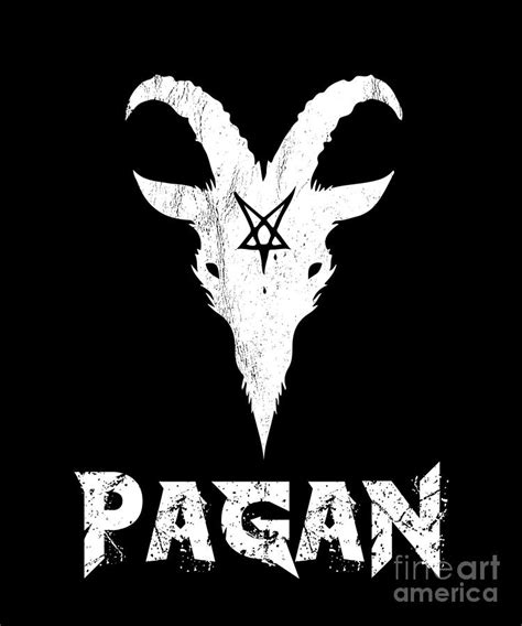 Pagan Tree Horn Goat Distressed Vintage Style Tee Drawing By Noirty