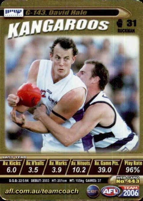 David Hale Gold 2006 Teamcoach Afl — Ja Ja S Collectables