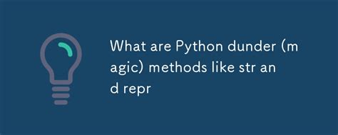 What Are Python Dunder Magic Methods Like Str And Repr Python