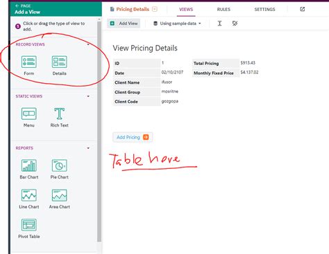 can t add a table on my details view get answers knack community forum