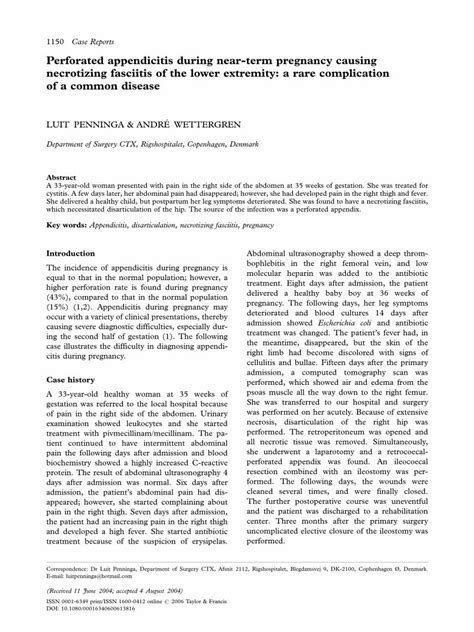Pdf Perforated Appendicitis During Near Term Pregnancy Causing