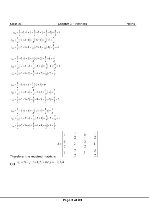 Ncert Class Maths Chapter Exercise Solutions Matrices
