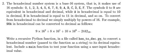 Solved 2 The Hexadecimal Number System Is A Base 16 System