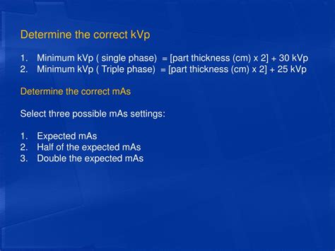 Ppt Preparing Variable Kvp Technique Charts Powerpoint Presentation