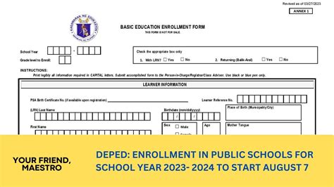 Deped Enrollment In Public Schools For School Year 2023 2024 To Start