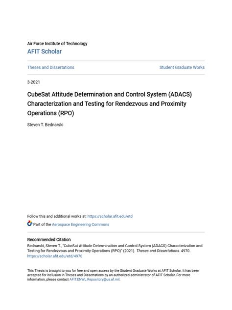 Cubesat Attitude Determination And Control System Adacs Charact Pdf