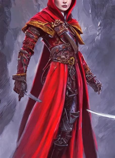 Bright Red Cloak Female Priest Ultra Detailed Stable Diffusion