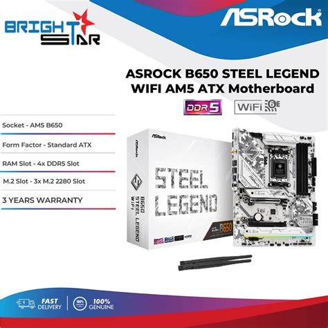 Asrock B650 Steel Legend Wifi Ddr5 Am5 Atx Motherboard Shopee Malaysia
