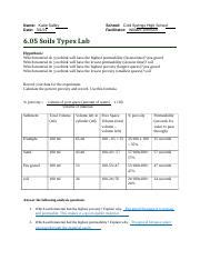 Soils Types Lab Docx Name Katie Salley Date Babe Cold Springs High Babe