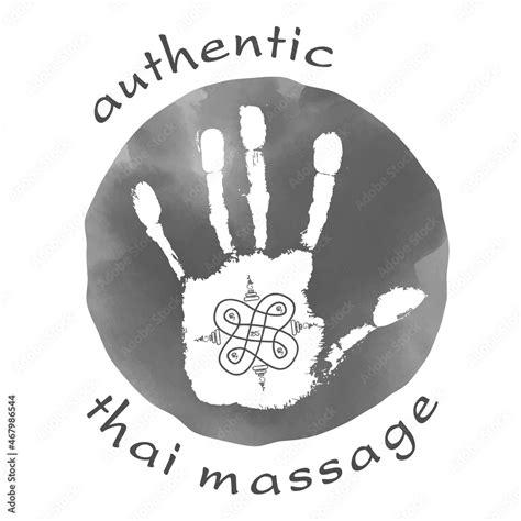 Authentic Thai Massage Logo Hand With A Thai Pattern On Watercolor
