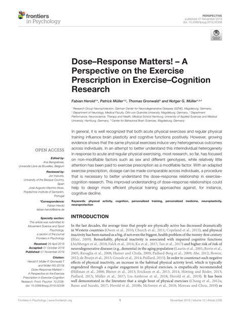 Pdf Doseresponse Matters A Perspective On The Exercise