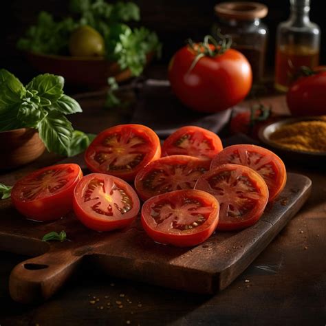 Fresh Sliced Tomato Food Advertising Premium Ai Generated Image