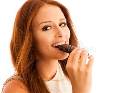 Femme Mangeant Du Chocolat Photo Stock Image Du Implorez 5483596
